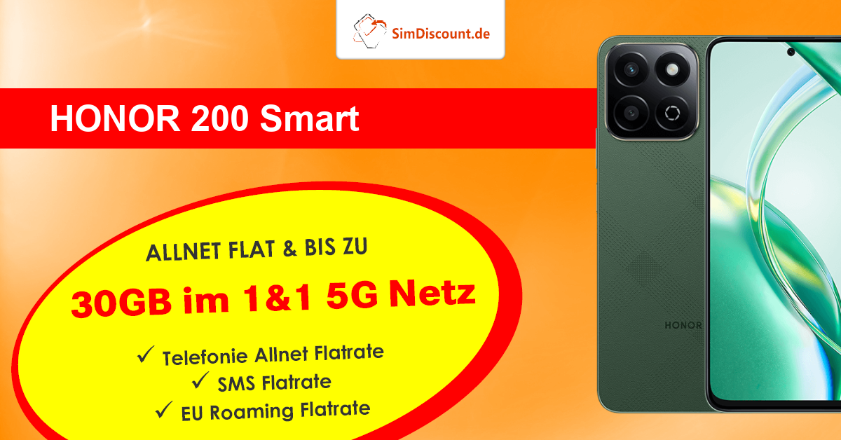 HONOR-200 Smart mit Vertrag & Allnet Flat - Günstige Handytarife von SimDiscount